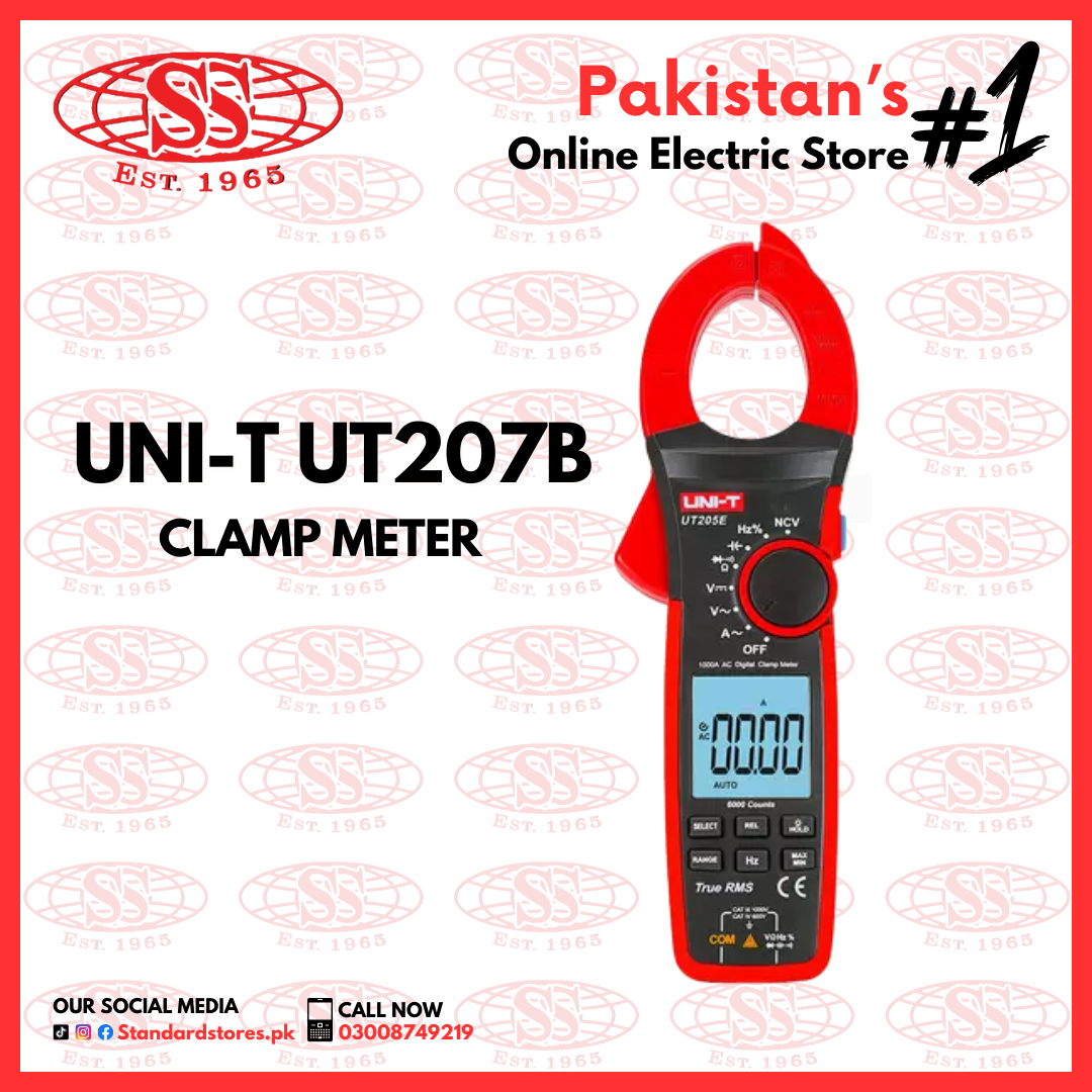 Digital Clamp Meter UNI-T UT207B 1000A AC/DC — Standard Electric Co.