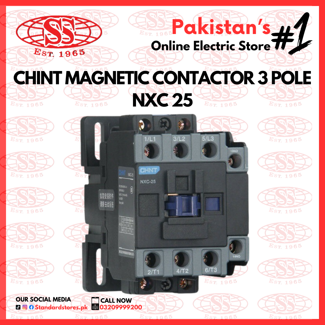 Chint Magnetic Contactor 3 Pole NXC 25 40Amp 11KW — Standard Electric Co.