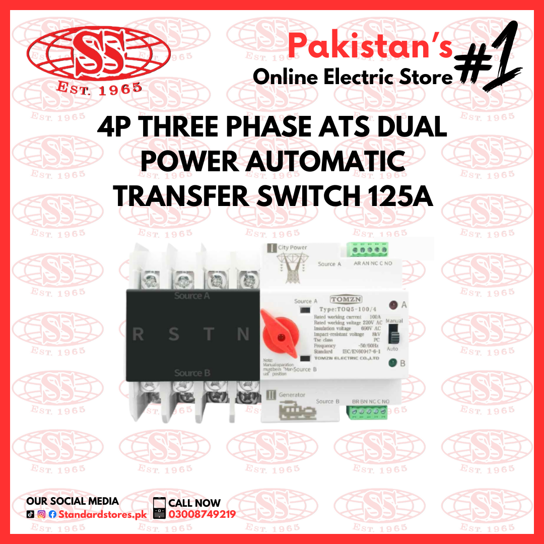 TOMZN Three Phase Din Rail ATS Dual Power Change Over 125A — Standard Electric Co.