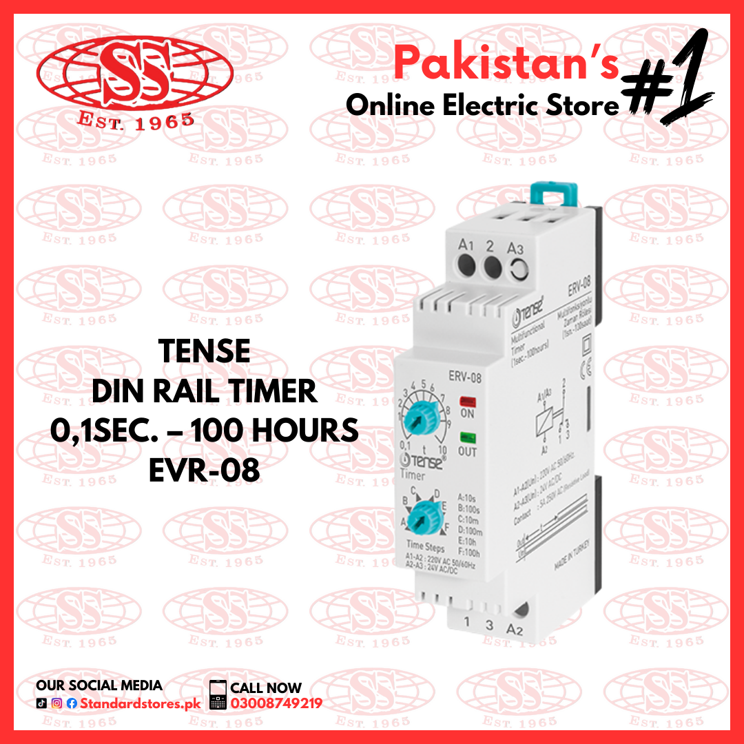Tense Din Rail Timer (0.1 Sec-100 Hrs) EVR-08 — Standard Electric Co.